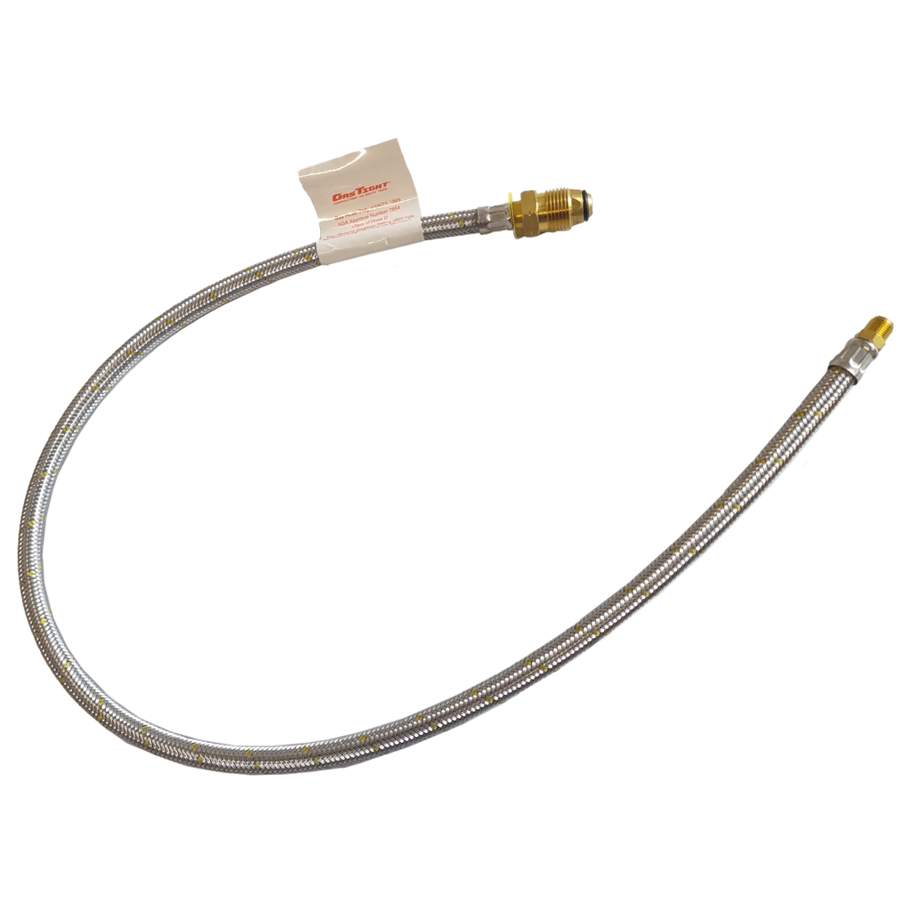 600mm Gas Flexi Hose POL w Handwheel w 1/4 Inv Flare - suits Twin Cylinders