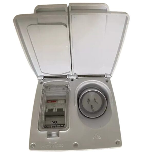 CMS 15A Single Power Inlet White With RCD Switch - Suncoast Caravan Service