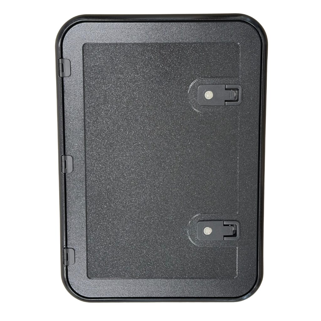 Coast Door 3 - Black 415 x 581 with Black Locks - Suncoast Caravan Service